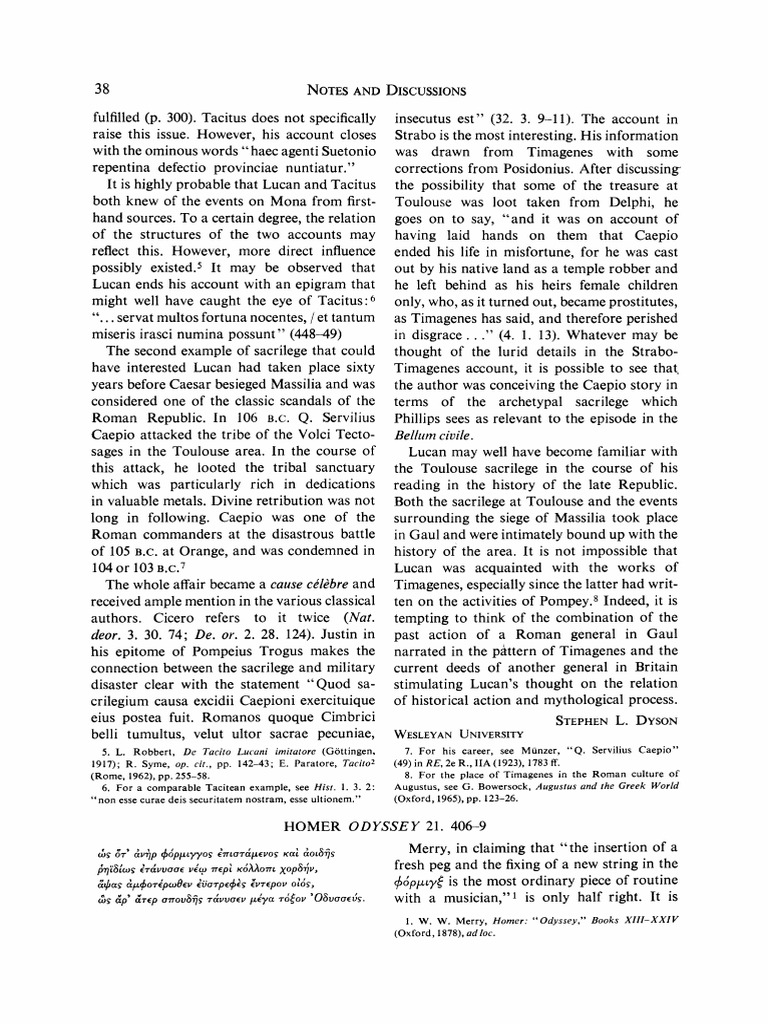 Barrett - 1970 - Homer Odyssey 21 406-9 | PDF | Ancient Romans ...
