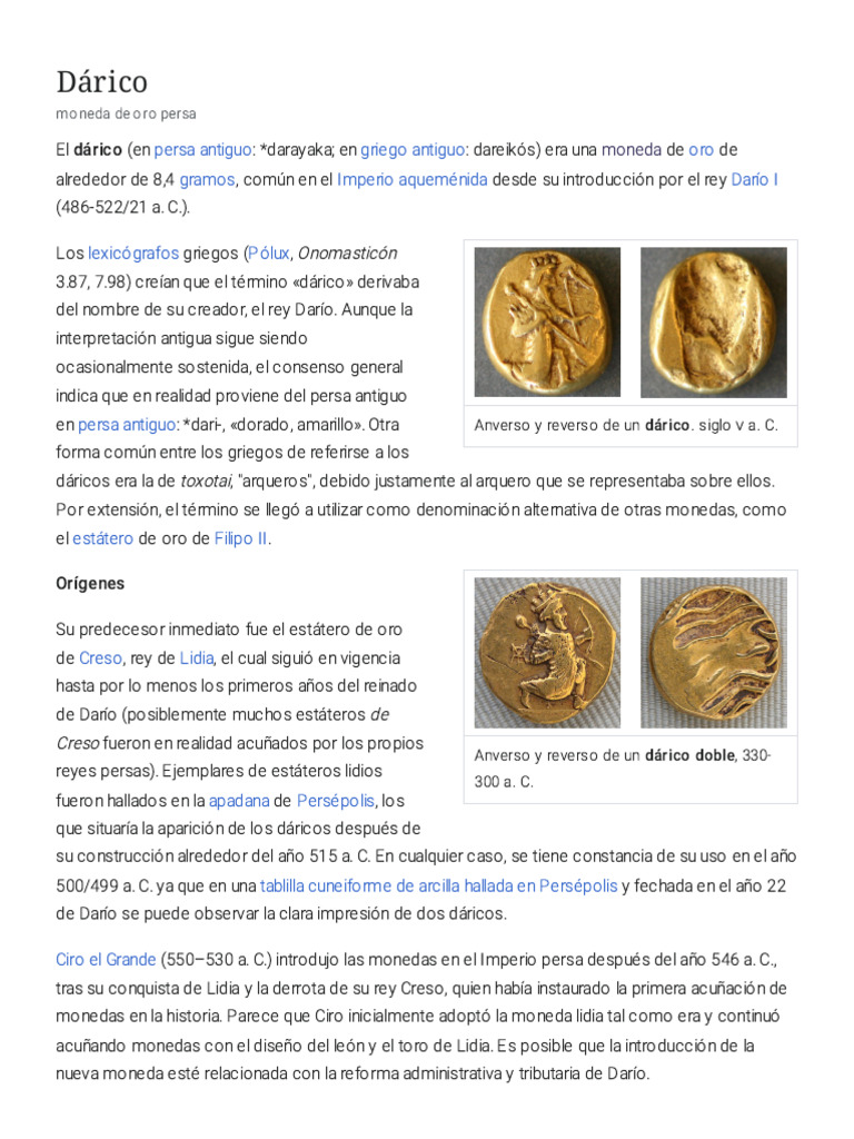 Dárico - Wikipedia, La Enciclopedia Libre | PDF