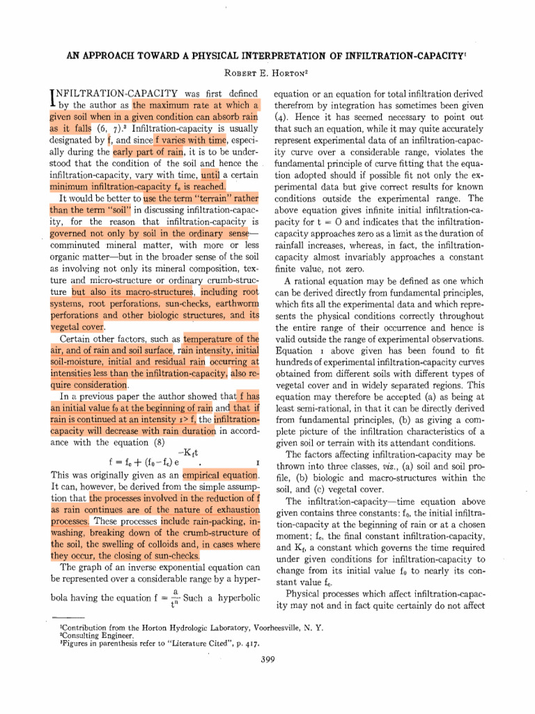 Understanding Infiltration-Capacity Dynamics | PDF | Soil | Rain