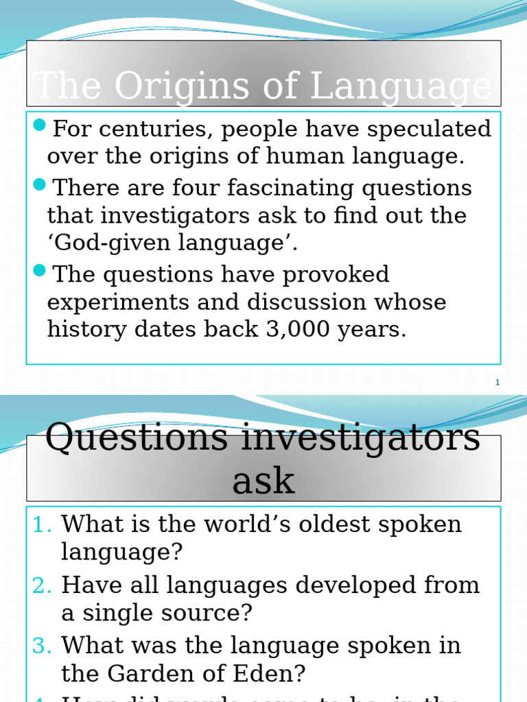 Origins and Theories of Human Language | PDF | Paleontology | Origin Of ...