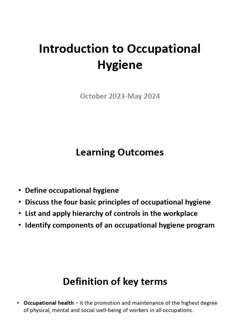 Occupational Hygiene 2023-2024 | PDF | Occupational Hygiene ...