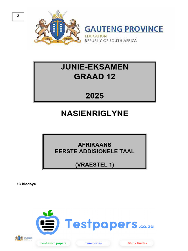 Afrikaans P1 (FAL) June 2025 Possible Answers | PDF
