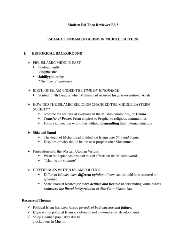 Islamic Fundamentalism in the Middle East | PDF | Protestantism ...