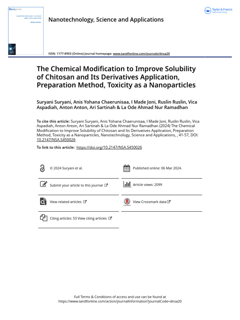 The Chemical Modification To Improve Solubility of Chitosan and Its ...