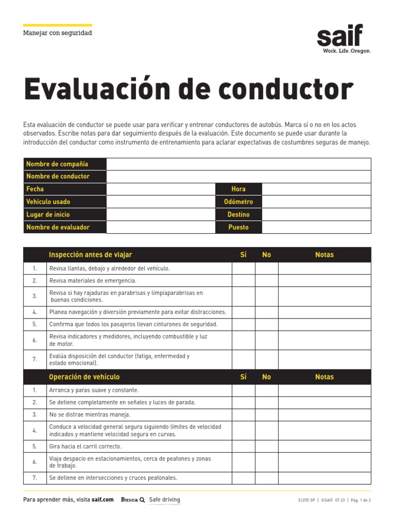 S1255 SP Driver Assessment | PDF | Transporte | Vehículos