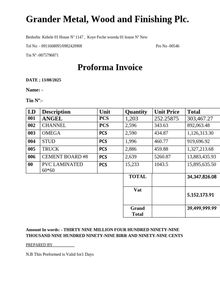 Proforma-grander Final 1111 (2) | PDF