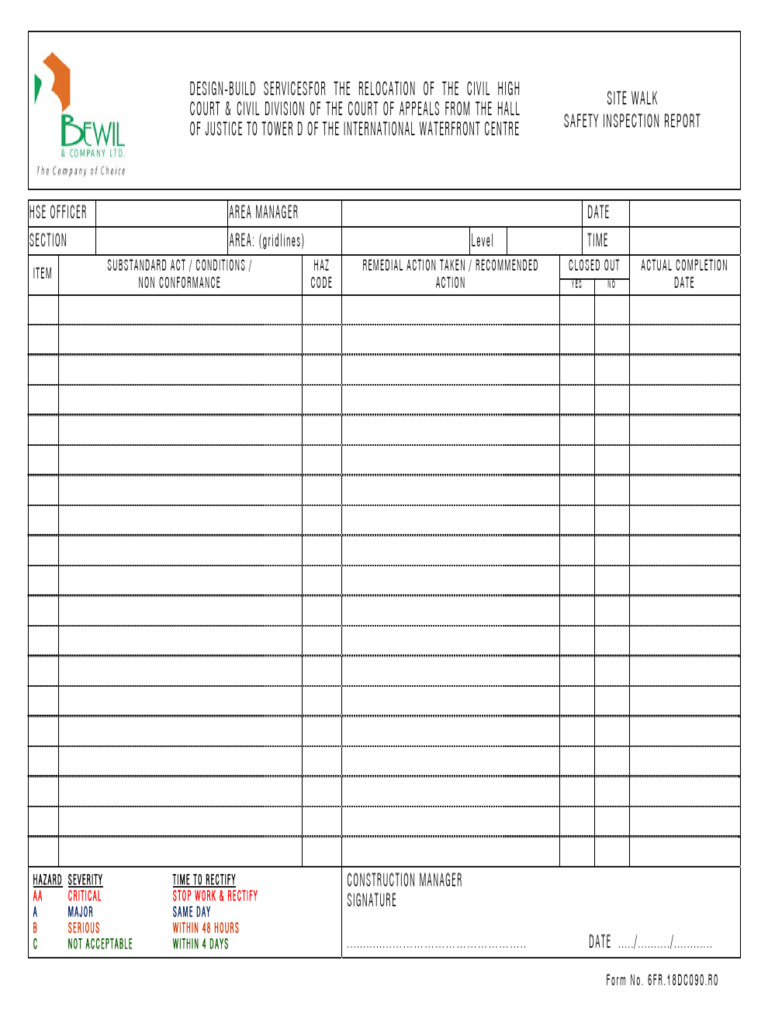 BEWIL Safety Inspection Report | PDF
