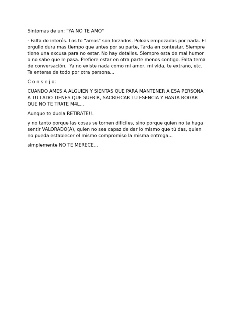 Señales de que ya no te ama | PDF