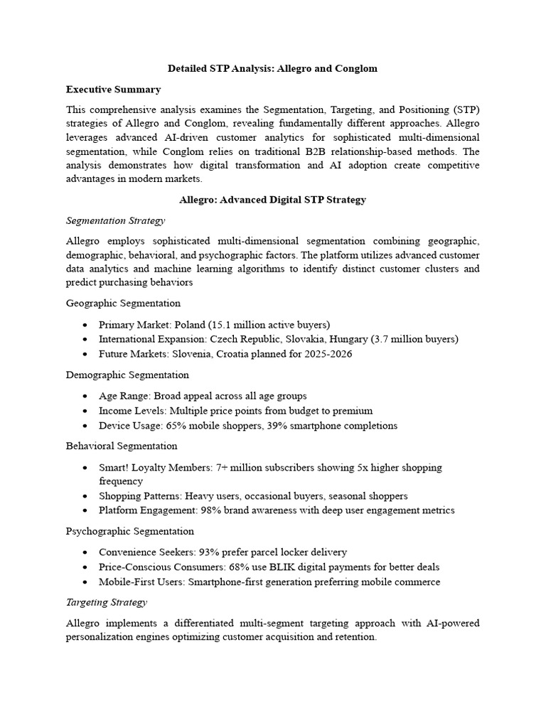 STP Strategies: Allegro vs. Conglom Analysis | PDF | Market ...