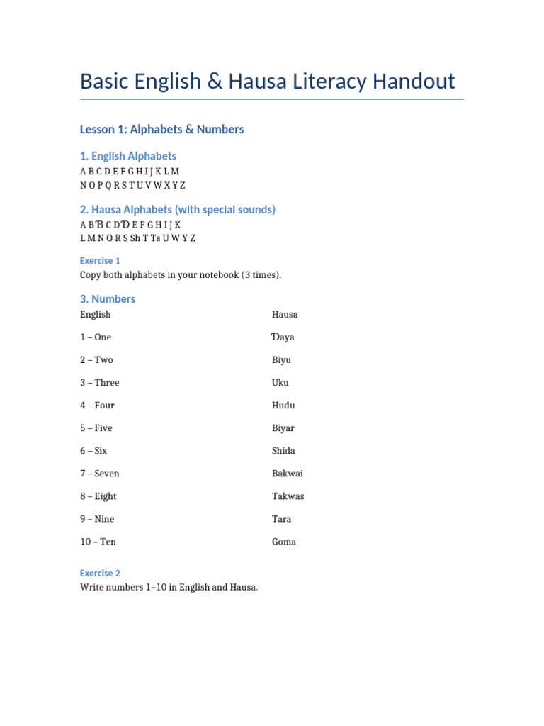 Basic_English_Hausa_Lessons | PDF | Cuisine | Foods