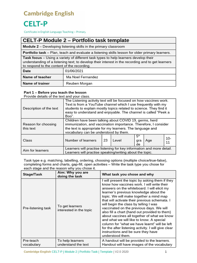 CELT P Module 2 Task Template | PDF | Learning | Vocabulary