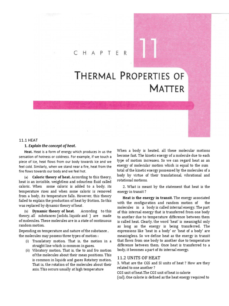 CHAPTER 11 - Thermal Properties of Matter | PDF | Temperature | Heat