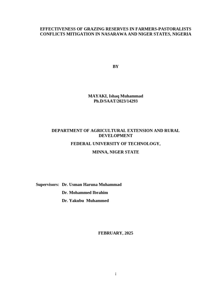 Mayaki Ishaq Five Pages Proposal | PDF | Pastoralism | Regression Analysis