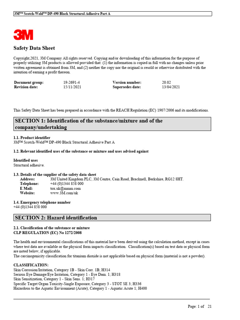 DP-490 Adhesive Specifications Guide | PDF | Silicon Dioxide | Chemical ...