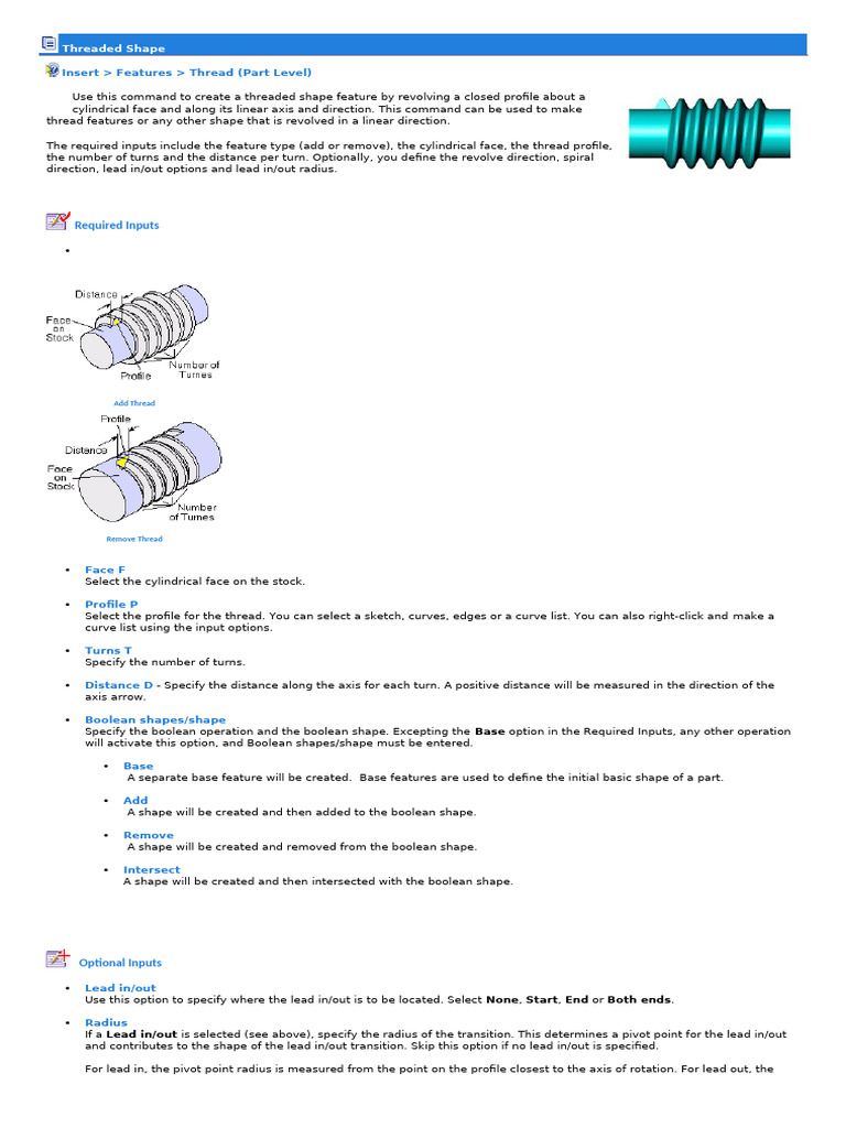 Create Threaded Shapes in CAD | PDF