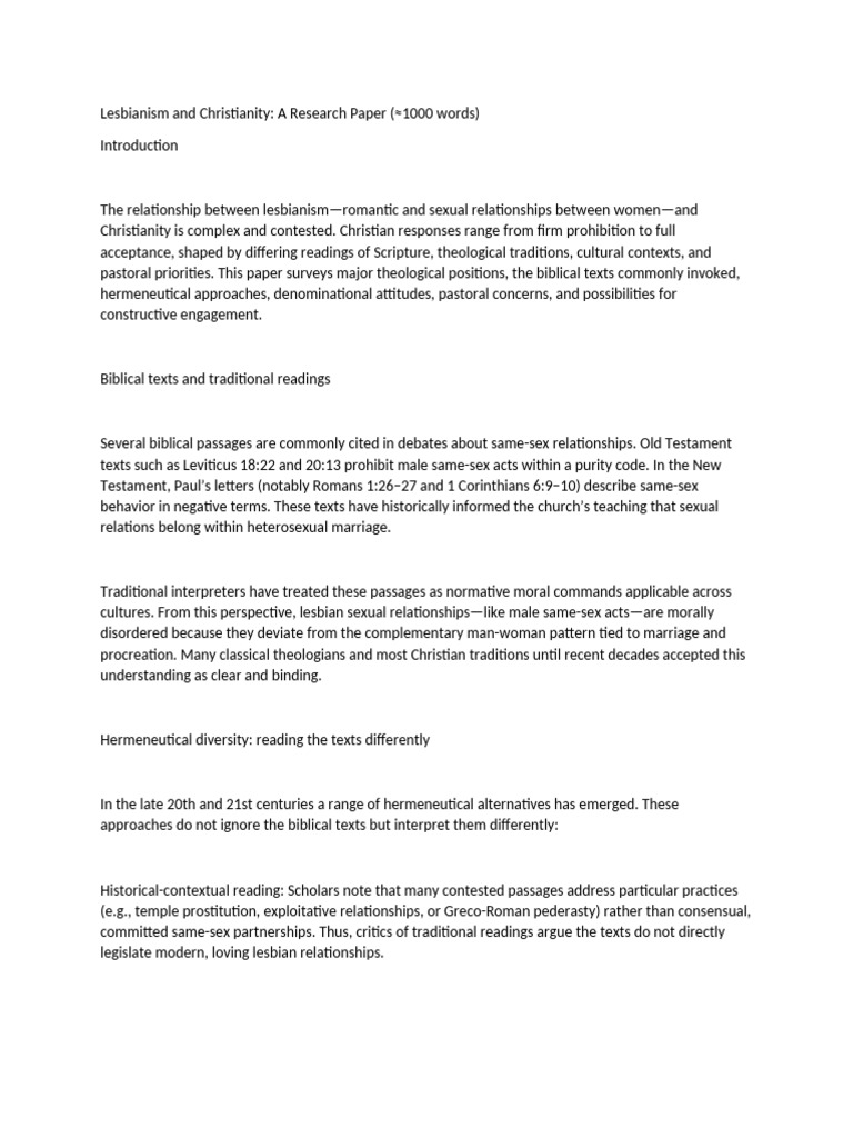 Lesbianism and Christianity: A Theological Exploration | PDF ...