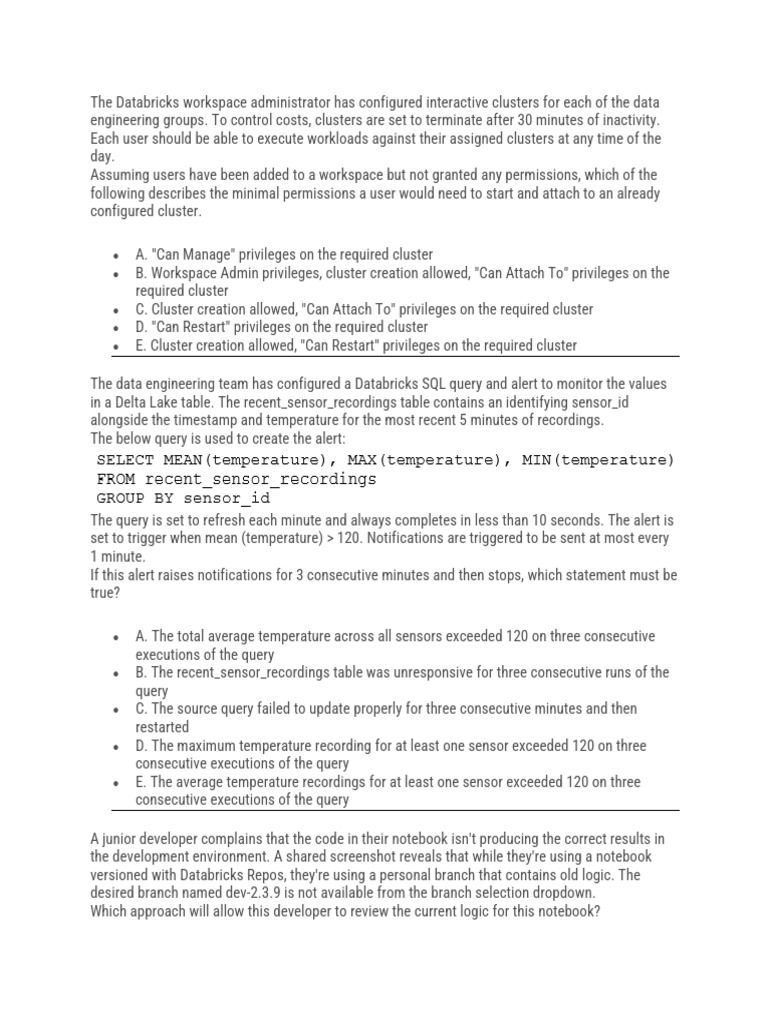 Databricks Failed Answersa | PDF | Databases | Table (Database)