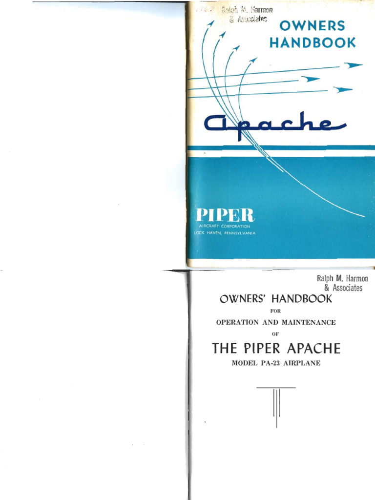 17164730-Piper Apache Pa-23-150 1956 Poh Owners Manual (4624) | PDF