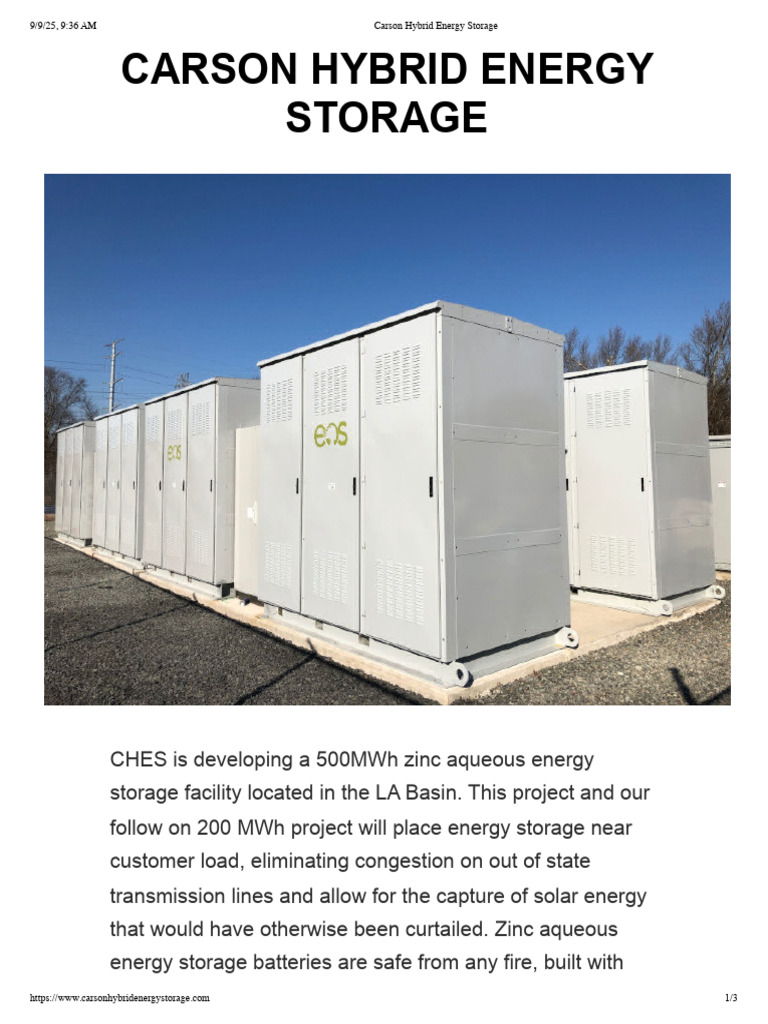 Carson Hybrid Energy Storage Website - September 9, 2025 | PDF | Energy ...