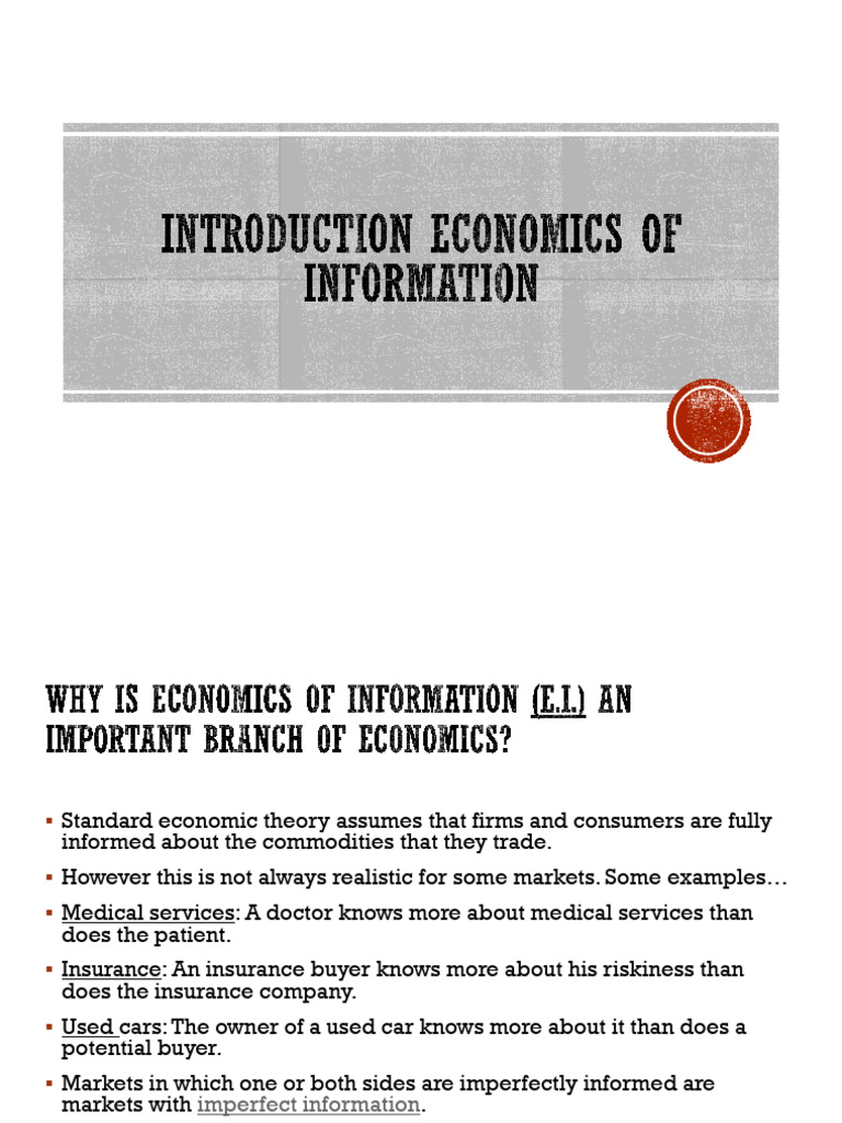 Chap 1. Intro Economic of Information | PDF | Cost Of Living | Economics