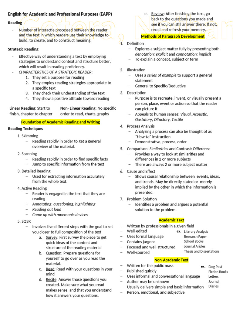 EAPP Transes Notes SEM1MID - Gotera, Nathaniel | PDF | Plagiarism ...