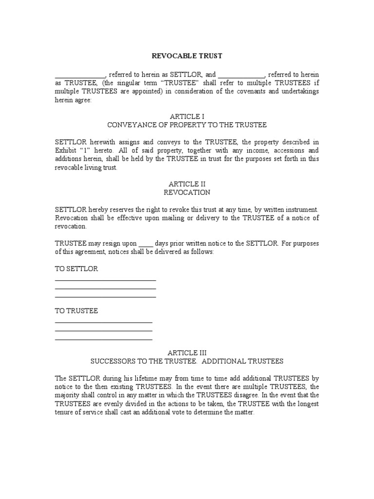 Revocable Trust | PDF | Beneficiary (Trust) | Trust Law