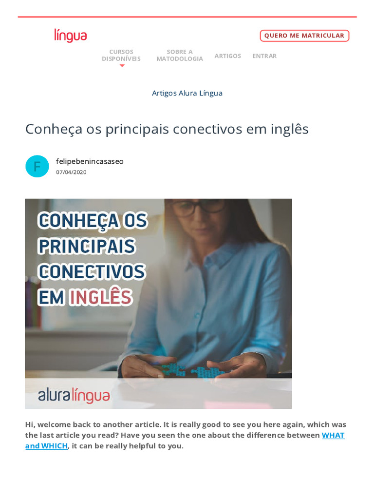 Principais Conectivos em Inglês | PDF
