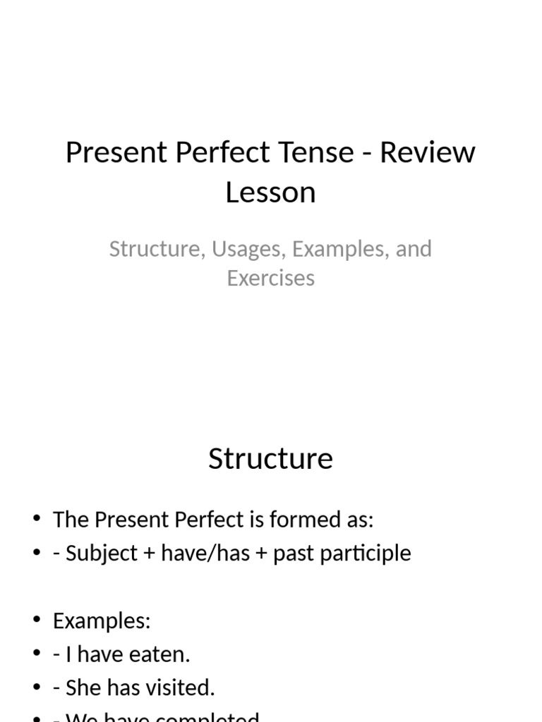 Present Perfect Lesson | PDF