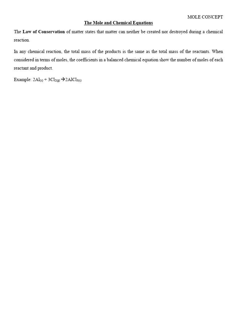 The Mole and Chemical Equations-Merged | PDF | Mole (Unit) | Molecules