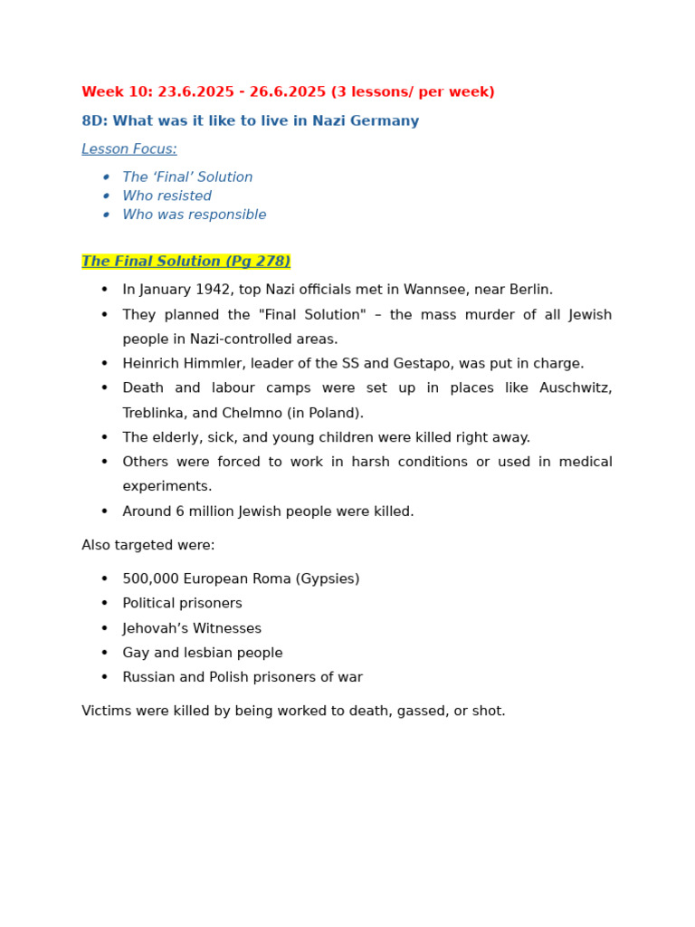 9.3 Final Solution, Who Resisted, Responsible | PDF | Final Solution ...
