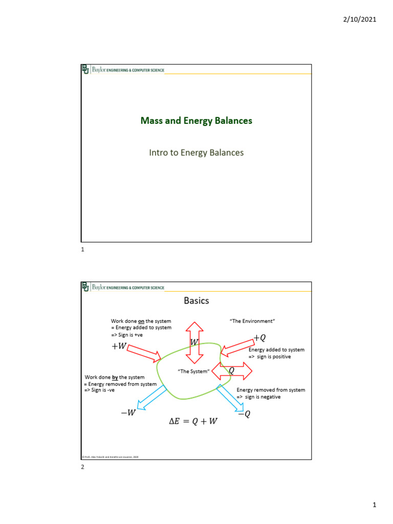 7-Intro To Energy Balances | PDF | Heat | Fluid Dynamics