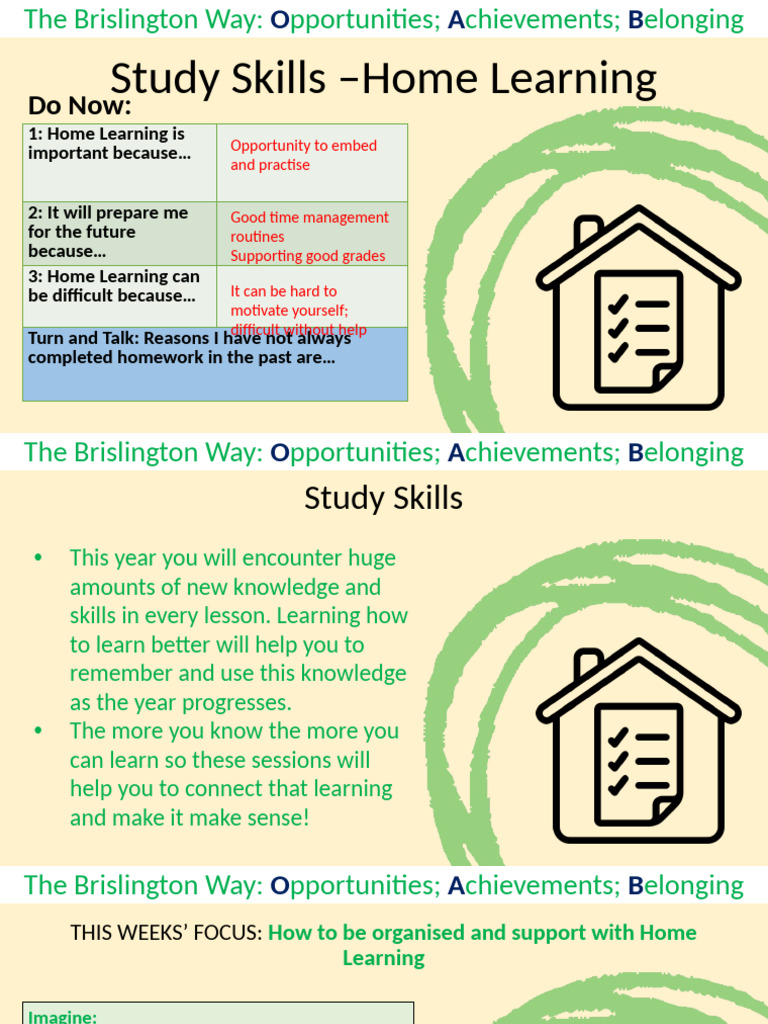 Study Skills - Being Organized | PDF | Learning | Study Skills