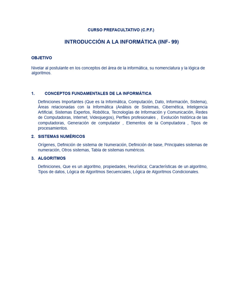 INF99 Contenido DDAF 2022 | PDF