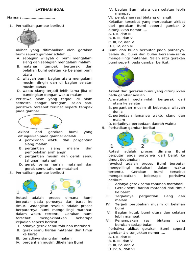 Latihan Soal Gerakan Bumi dan Bulan | PDF