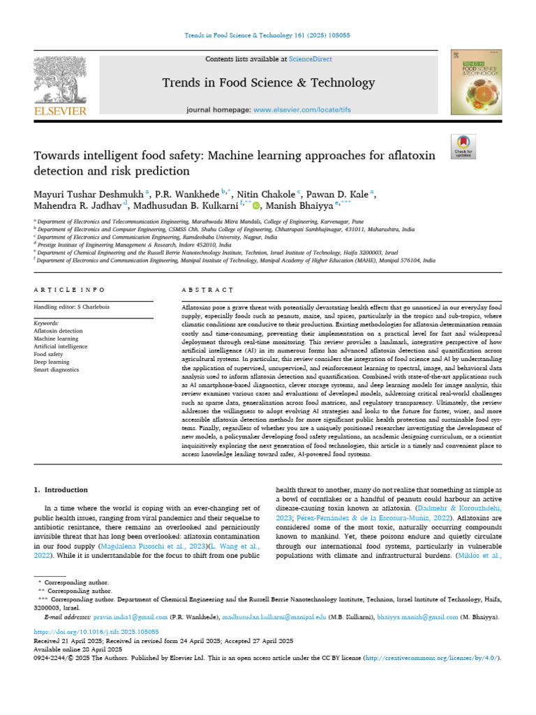 AI for Aflatoxin Detection in Food Safety | PDF | Machine Learning ...