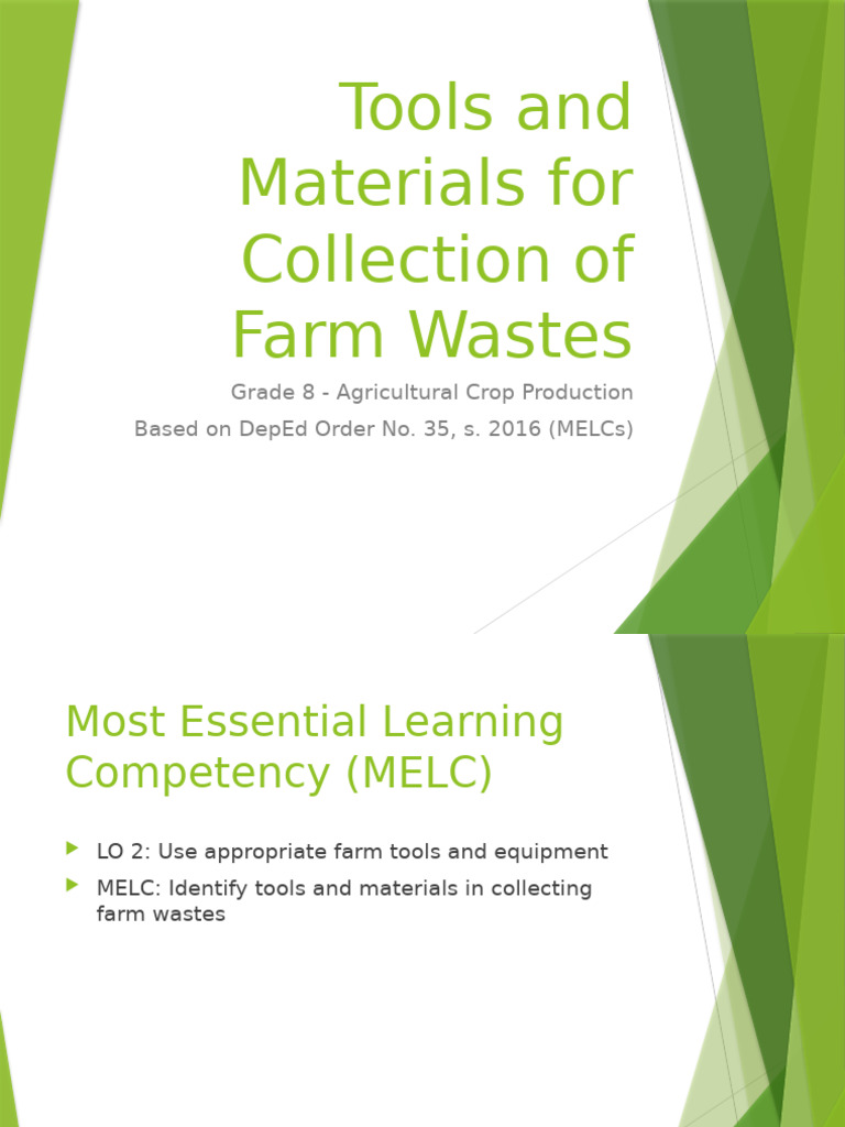 Tools and Materials For Collection of Farm Wastes Grade8 | PDF