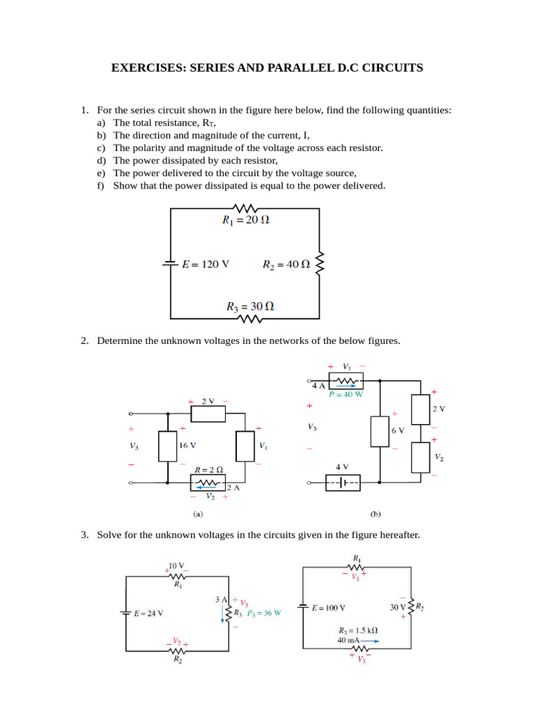 Assignment 2. Series and Parallel D.C Circuits | PDF
