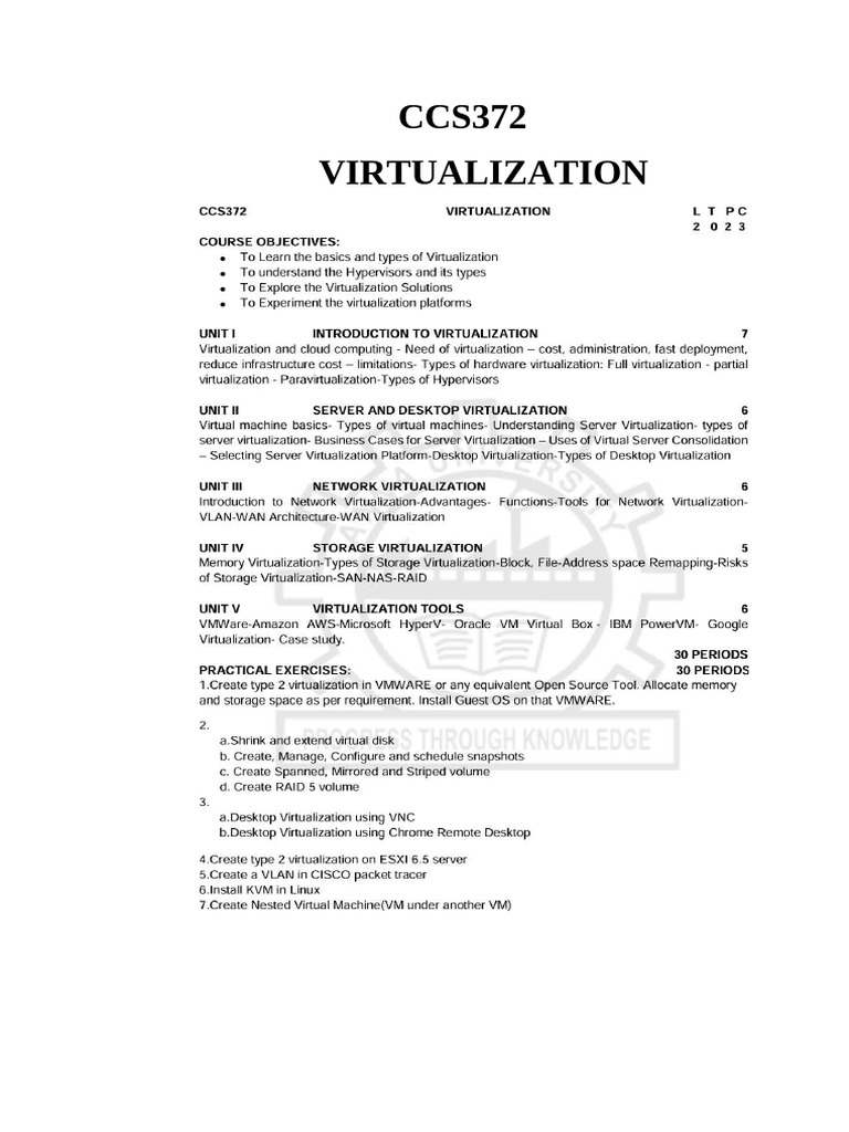CCS372 Syllabus | PDF