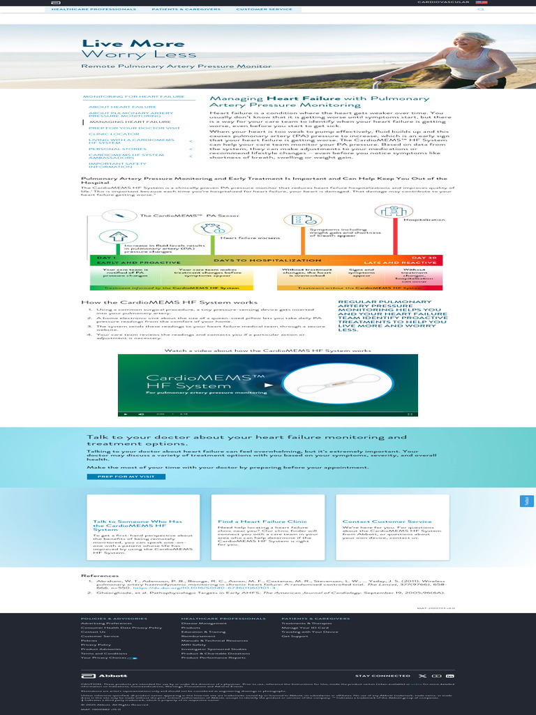 Managing Heart Failure With PA Pressure Monitoring - Abbott | PDF ...