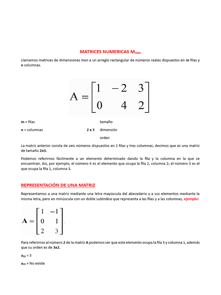 Matrices, Concepto, Tipos de Matrices | PDF | Matriz (Matemáticas) | Matemáticas