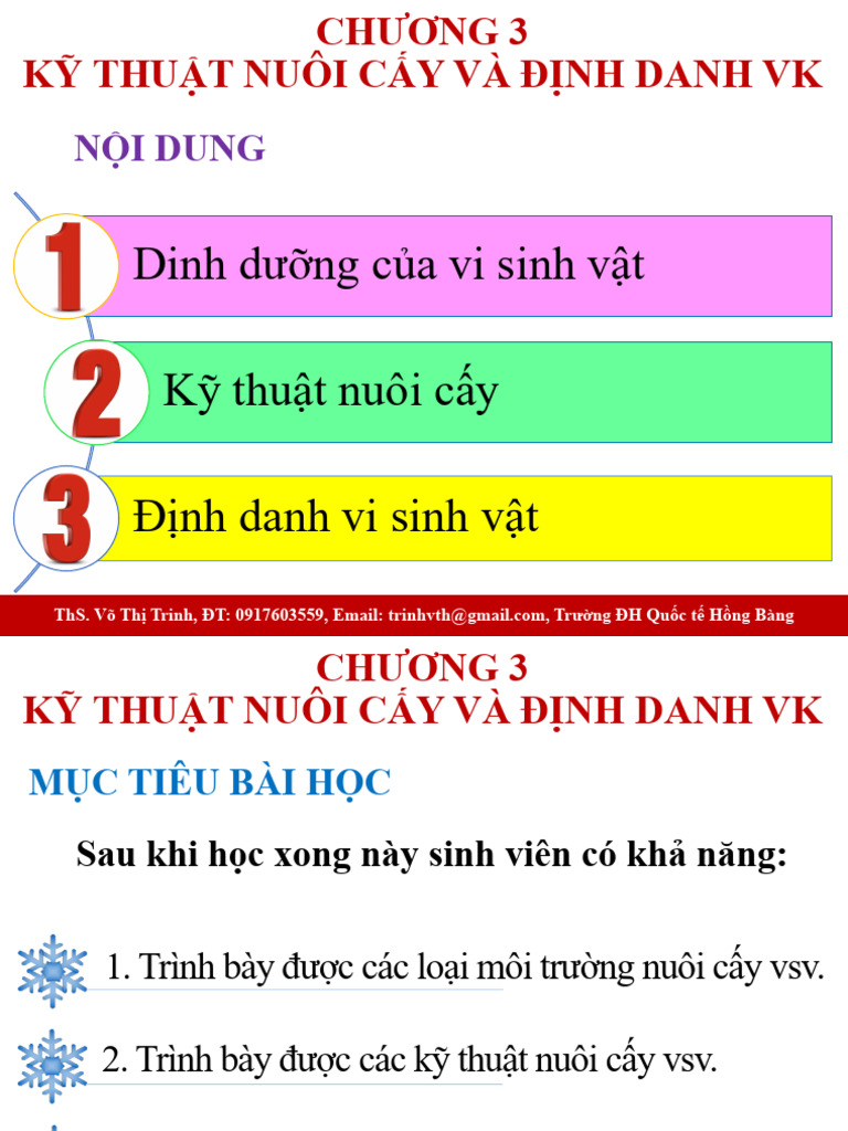 Dinh dưỡng của vi sinh vật Kỹ thuật nuôi cấy Định danh vi sinh vật | PDF