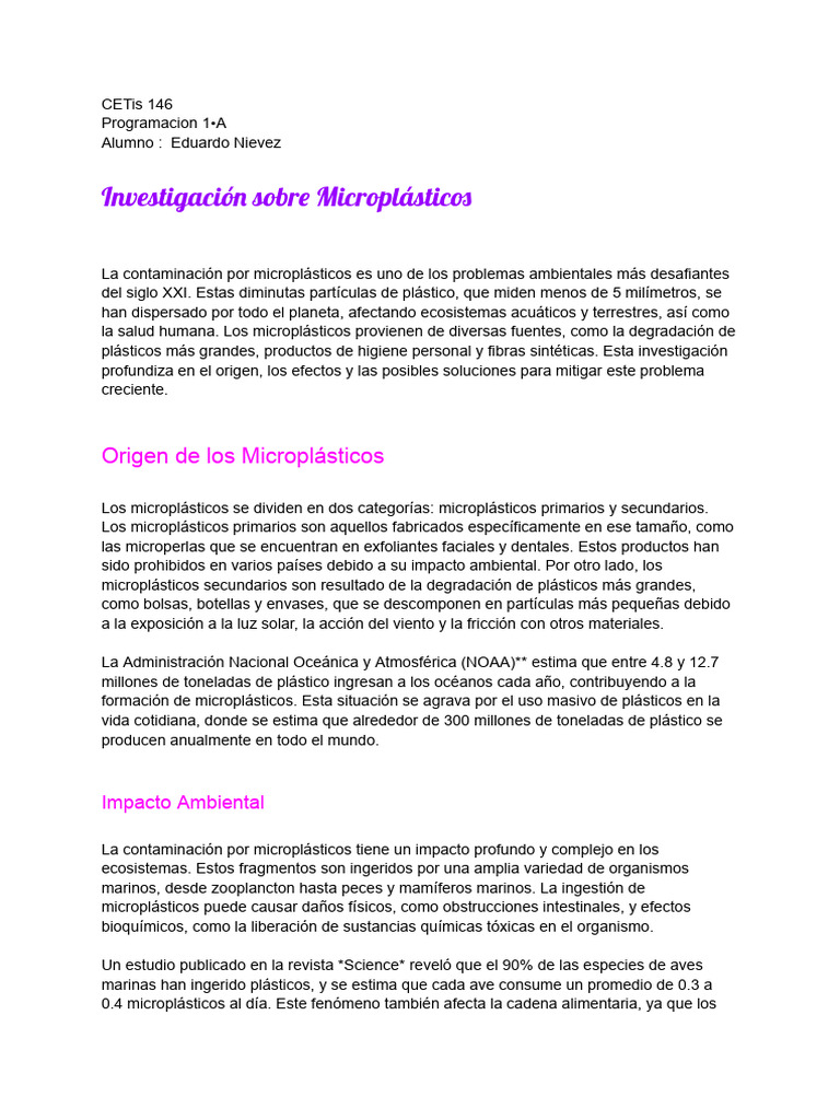 Micro Plásticos | PDF | El plastico | Contaminación