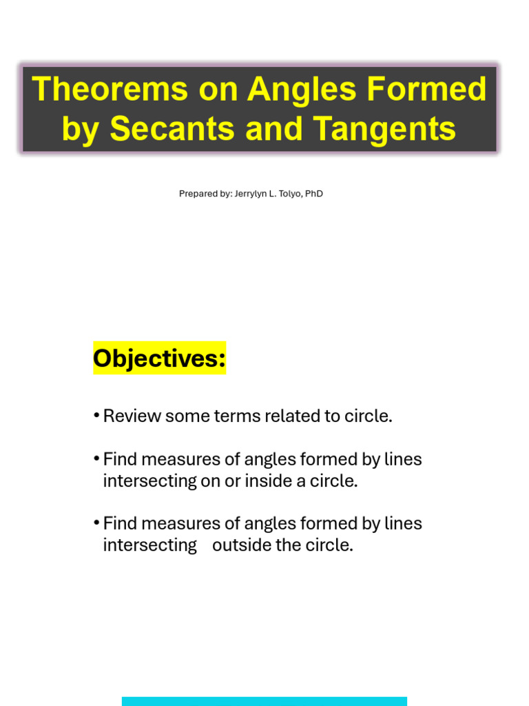 Angles from Secants and Tangents | PDF | Circle | Angle