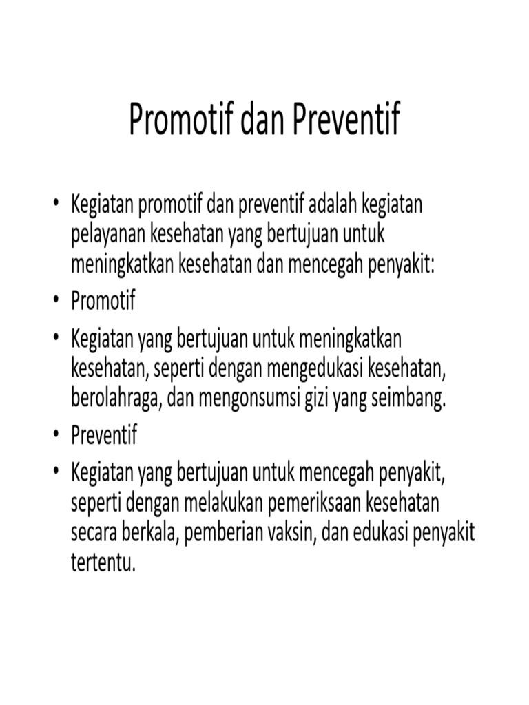 Kegiatan Promotif dan Preventif Kesehatan | PDF