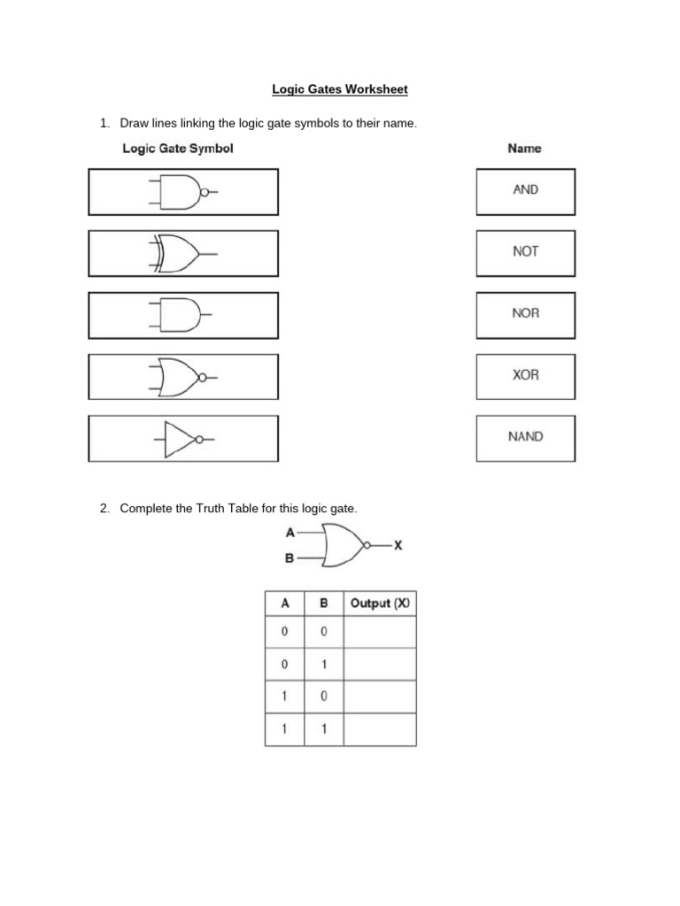 Draw Lines Linking The Logic Gate Symbols To Their Name | PDF