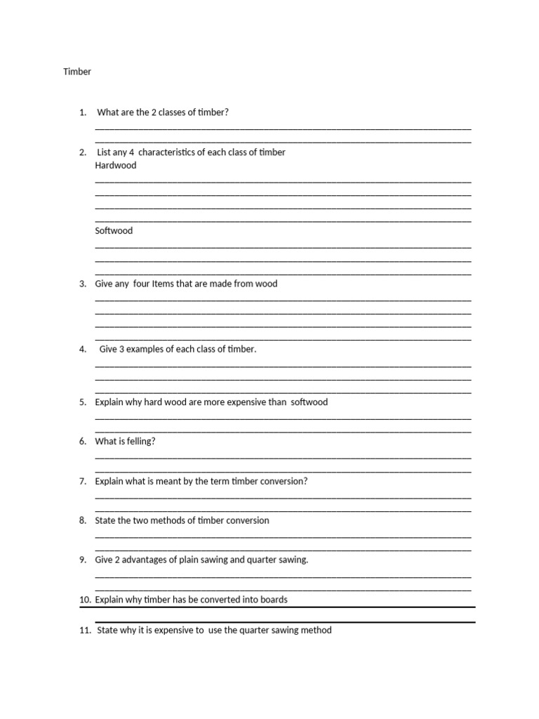 Timber Revision Questions-1 | PDF | Lumber | Hardwood