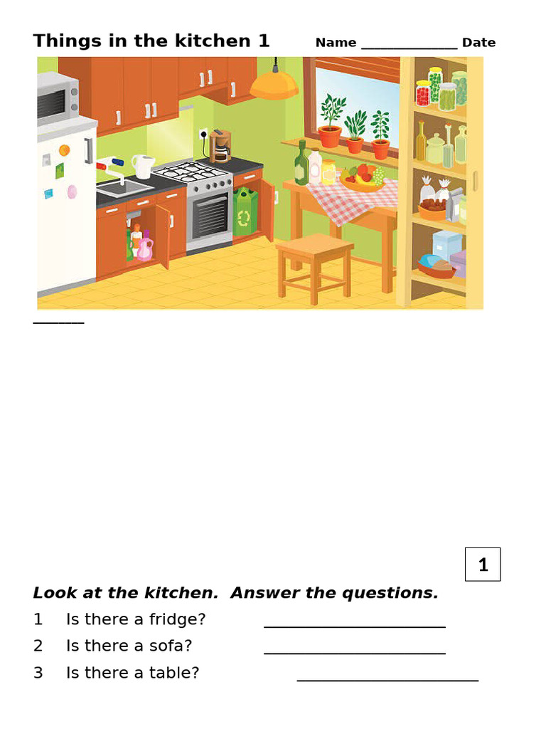 Things in The Kitchen Picture Description Exercises Writing Creative ...