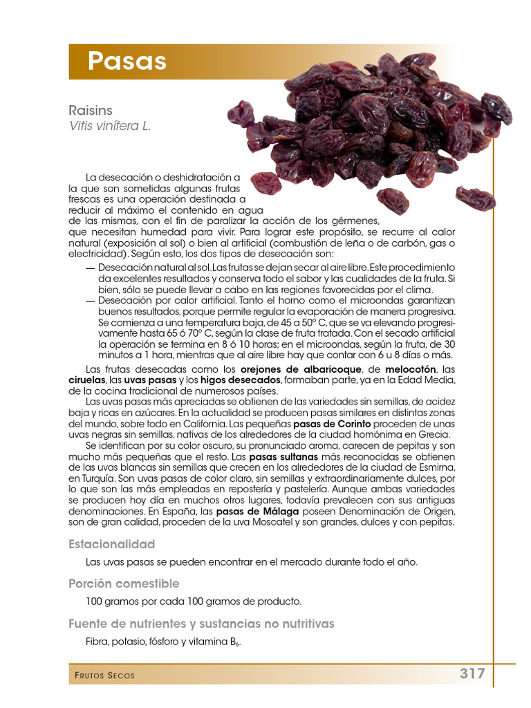Beneficios y Proceso de Desecación de Frutas | PDF | Pasa | Uva