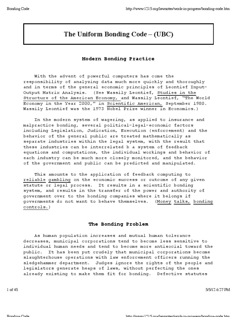 The Uniform Bonding Code - (UBC) | PDF | Insurance | Vehicle Insurance