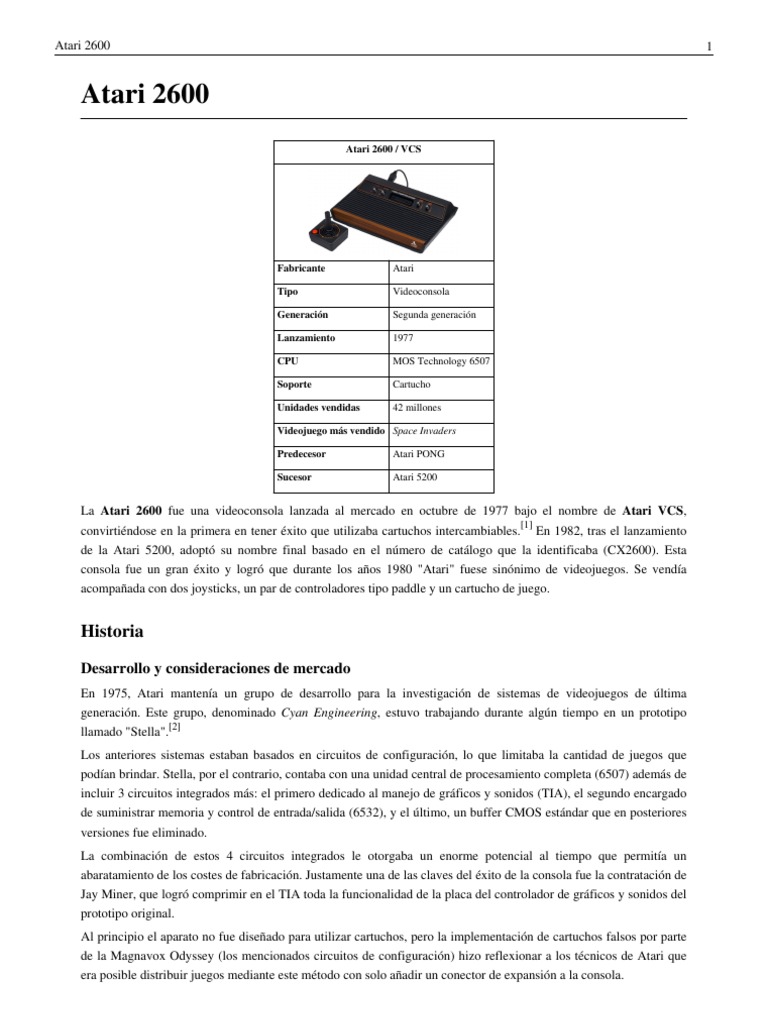 Atari 2600 | PDF | Hardware de videojuegos | Hardware de la computadora